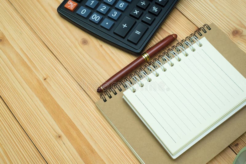 Office Supplies or Office Work Essential Tools Items on Wooden D Stock ...