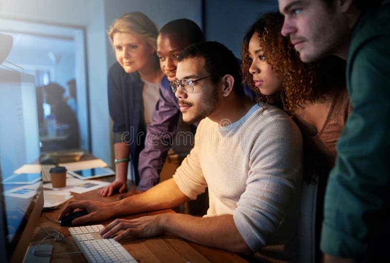 Office, Support and Business People with Teamwork by Computer for ...