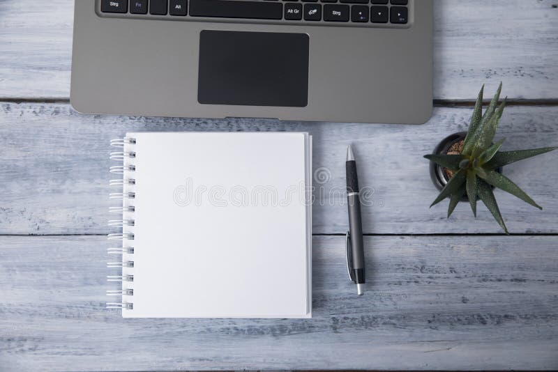 Blank notebook and laptop stock photo. Image of internet - 217353214
