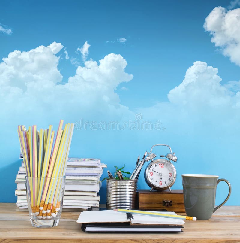 Office Table with Blank Notepad, Workplace in Room. Creative Off Stock ...