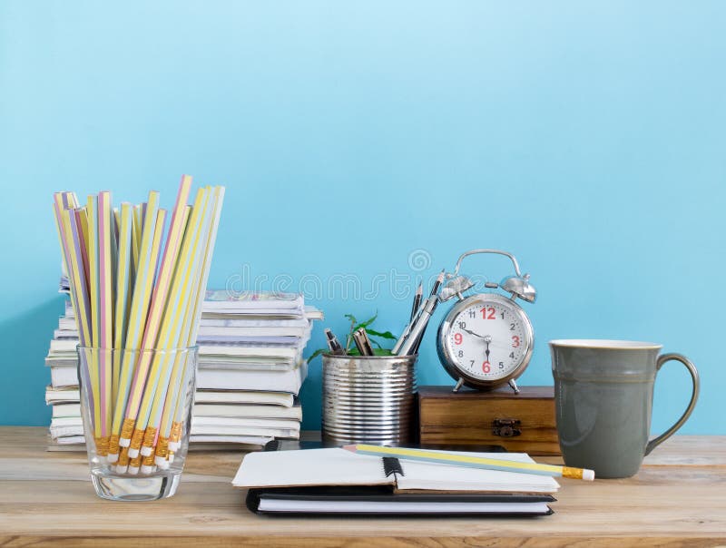 Office Table with Blank Notepad, Workplace in Room. Creative Off Stock ...