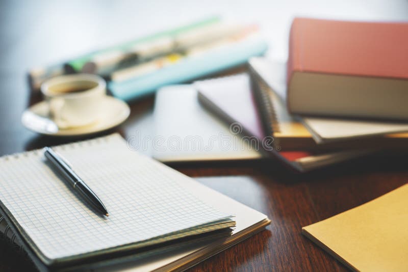 Office table with book stock photo. Image of laptop - 113440578
