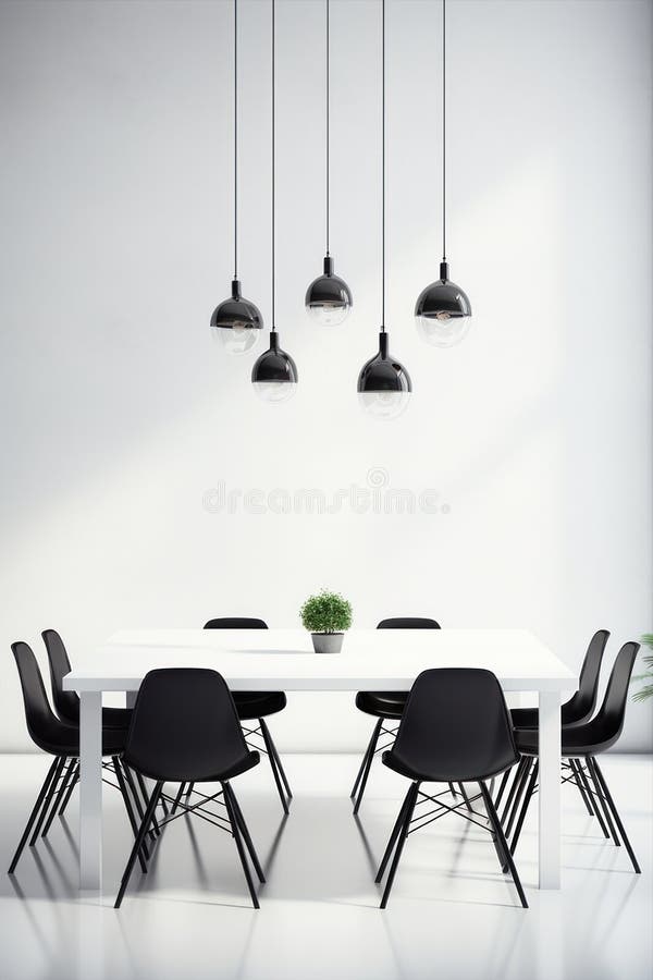 Office Table with Chairs and Laptop in an Interior Design Setting Stock ...