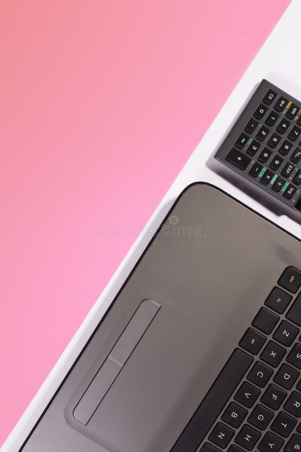 Office Table with Computer, Calculator and Tablet. Colour Stock Image ...