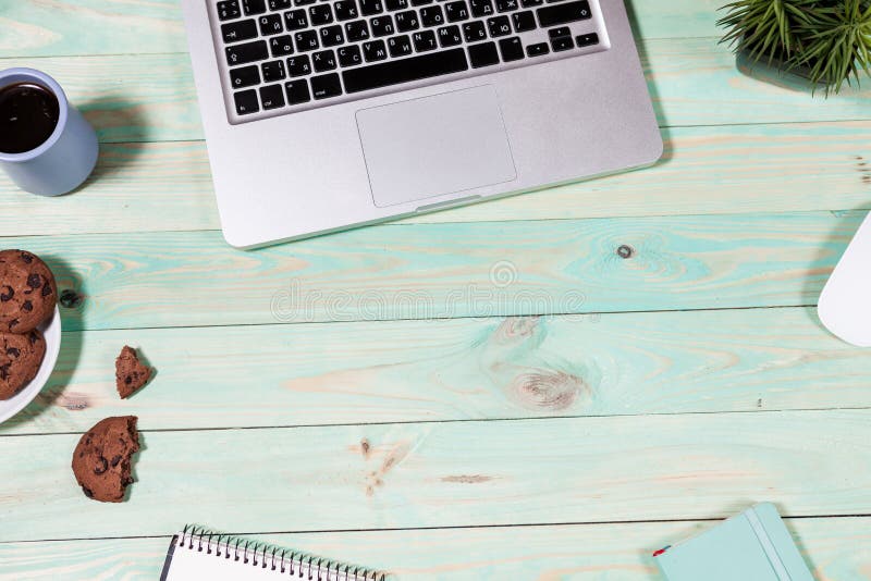 Office Table Desk with Set of Colorful Supplies Stock Image - Image of ...