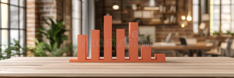 An Office Table Displays a Red Bar Graph Illustrating Business Growth ...