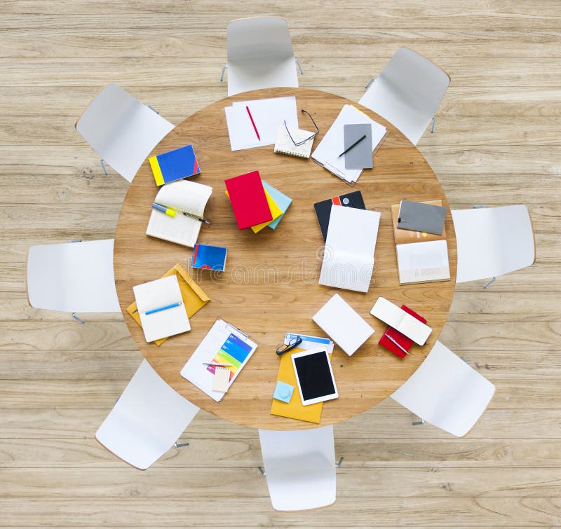 Office Table with Equpments and Documents Stock Image - Image of equip ...