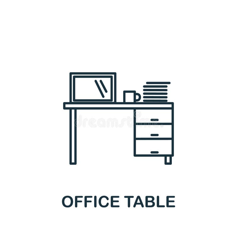 Office Table Icon from Interior Collection. Simple Line Element Office ...