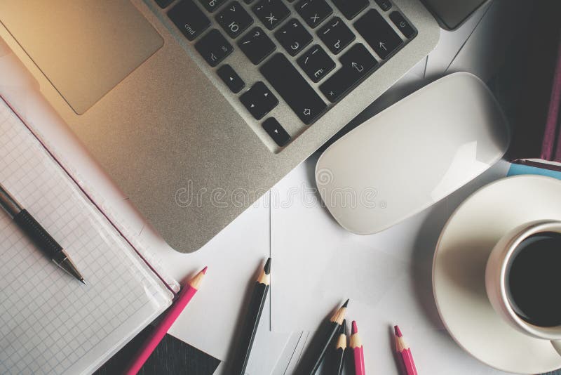 Office table with items stock photo. Image of office - 107613378