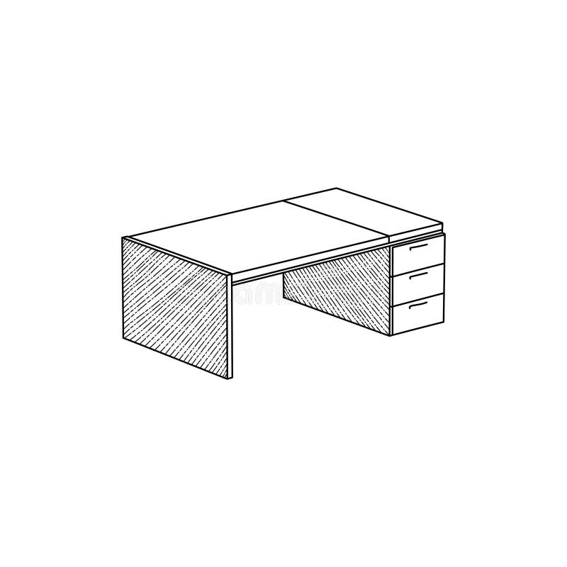 Office Table Line Art Design Template, Vector Symbol, Sign, Outline ...