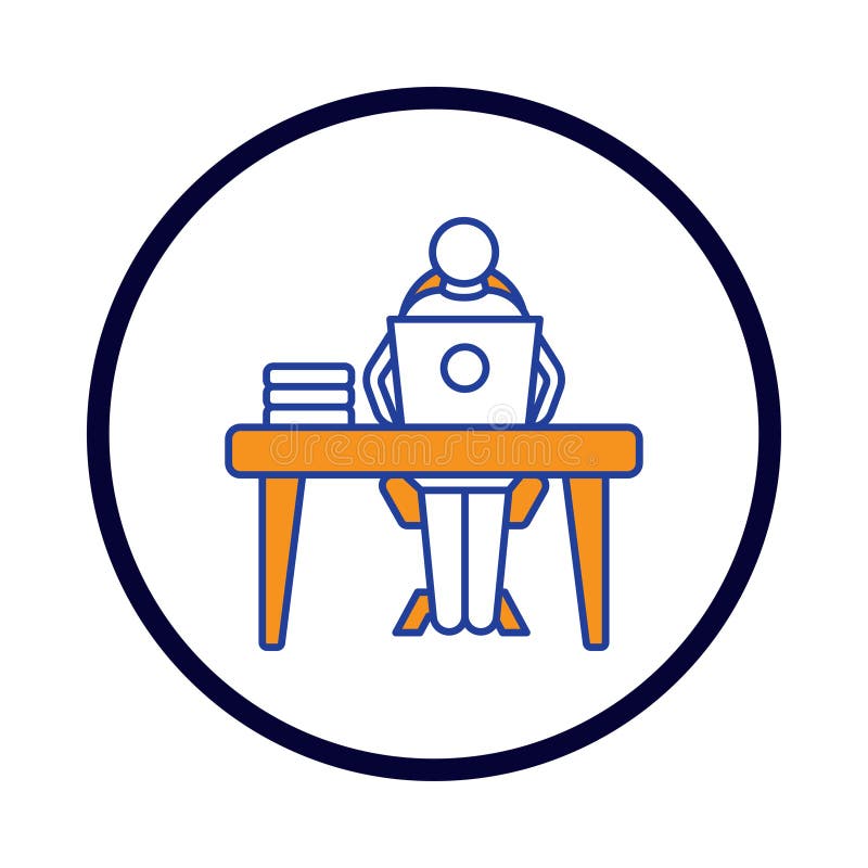 Office, Table, Man, Computer, Office Stuff Working Table Icon Stock ...