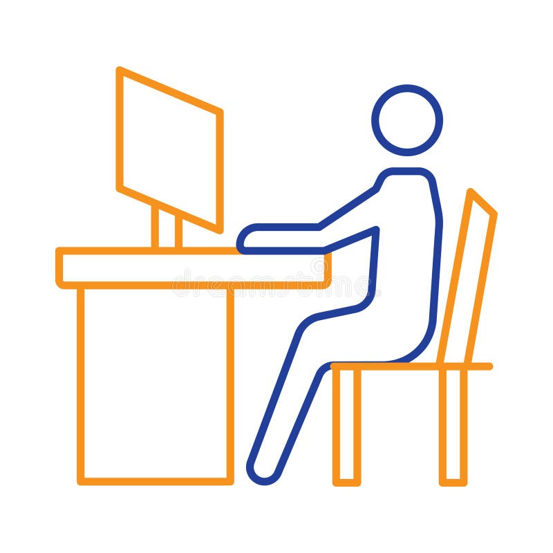 Office, Table, Man, Computer, Office Stuff Working Table Icon Stock ...