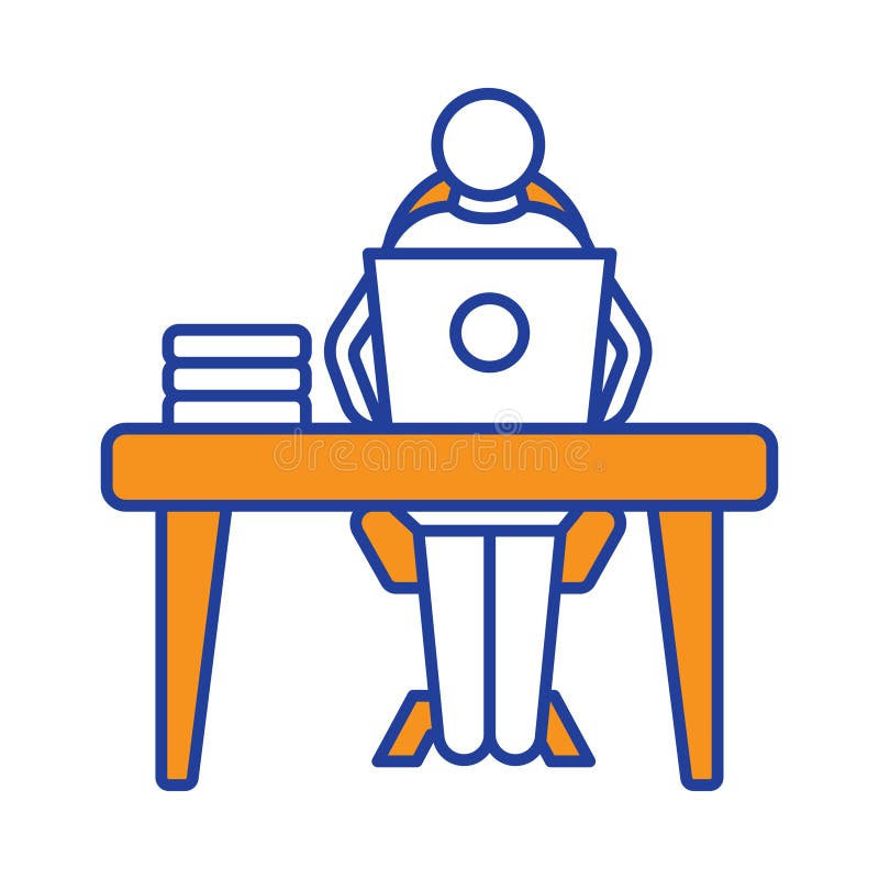 Office, Table, Man, Computer, Office Stuff Working Table Icon Stock ...