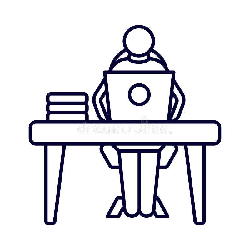 Office, Table, Man, Computer, Office Stuff Working Table Icon Stock ...