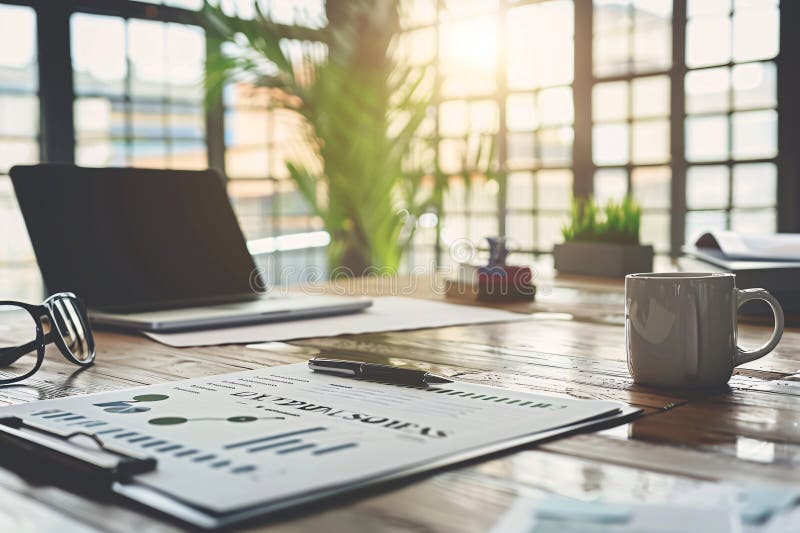 On the Office Table, a Mock-up of a Business Plan, Generated AI Stock ...