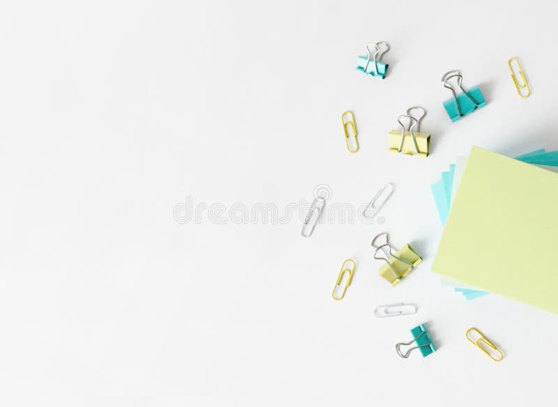 Office Table with Note Papers and Paper Clips Stock Photo - Image of ...