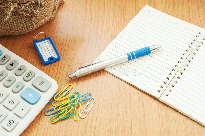 Office table with notepad stock image. Image of office - 71113383