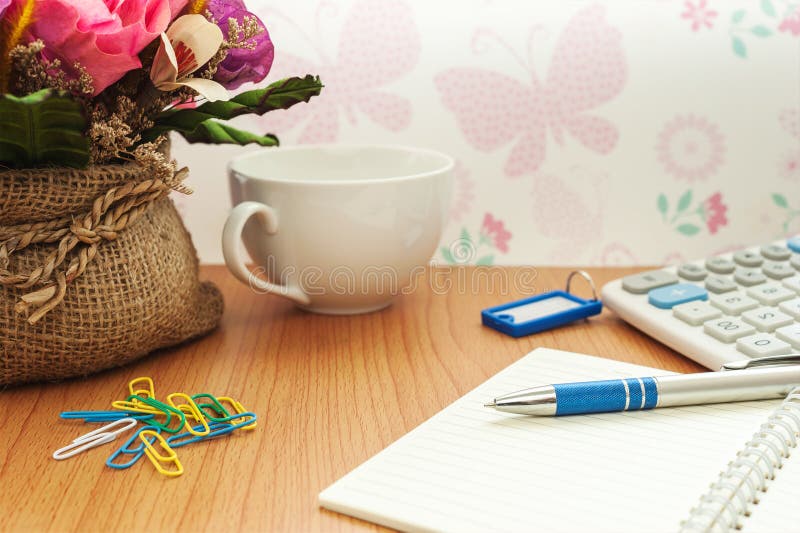 Office table with notepad stock image. Image of space - 71927613