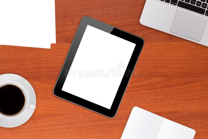 Office Table with Tablet stock photo. Image of brown - 43361166