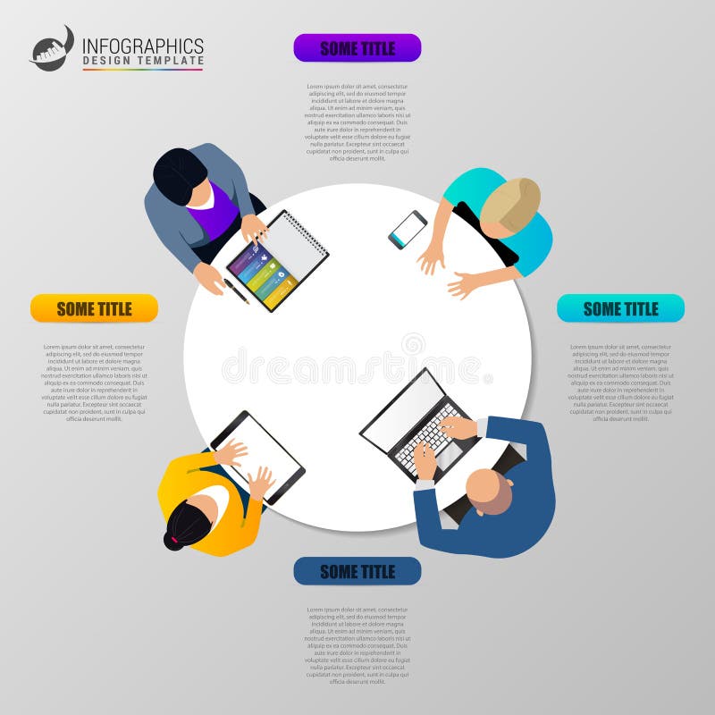 Office Table Top View Business Meeting. Infographic Concept Stock ...