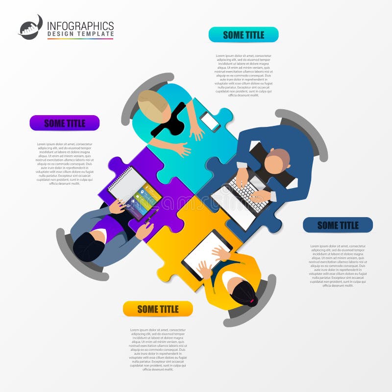 Office Table Top View Business Meeting. Infographic Concept Stock ...