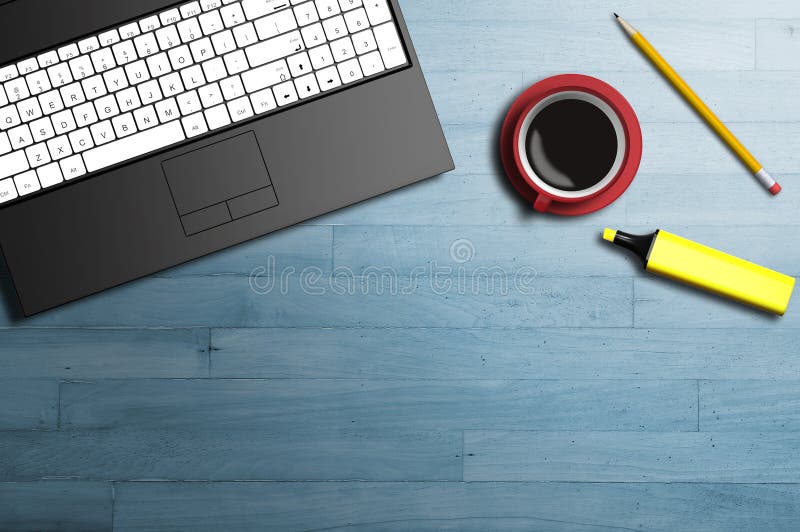 Office table top view stock illustration. Illustration of mobile - 83139528