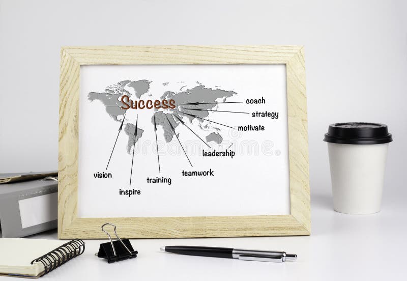 Office Table with Wooden Frame, Success Concept Stock Image - Image of ...