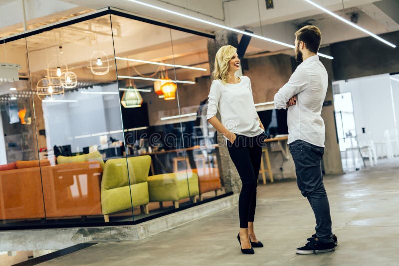 Office Talk between Coworkers Stock Image - Image of team, colleagues ...