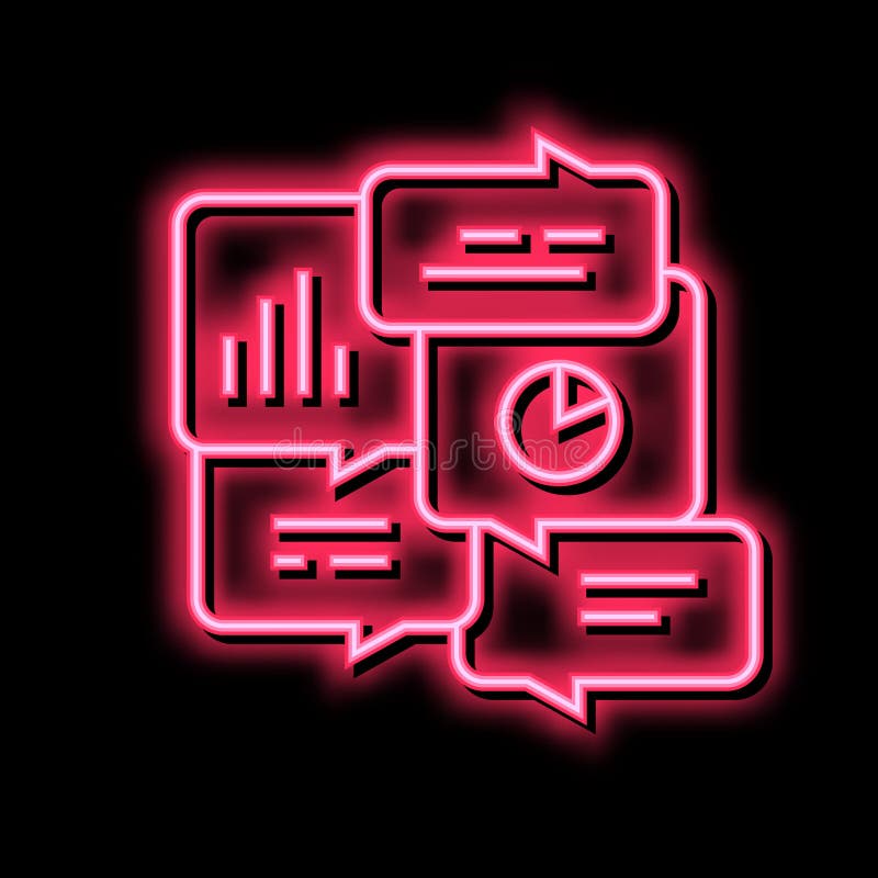 Office Tasks Discussing Neon Glow Icon Illustration Stock Vector ...