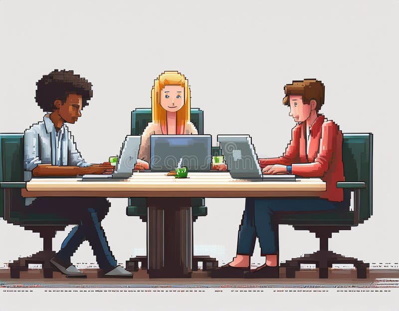 Office Team Collaboration Pixel Art Stock Photo - Image of group ...