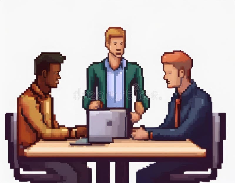 Office Team Collaboration Pixel Art Stock Photo - Image of teamwork ...