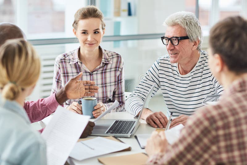 Office Team Discussing Project Stock Photo - Image of colleague ...