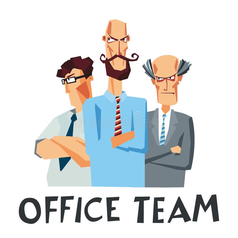Office Team. Harsh Comic Cartoon Characters Stock Vector - Illustration ...