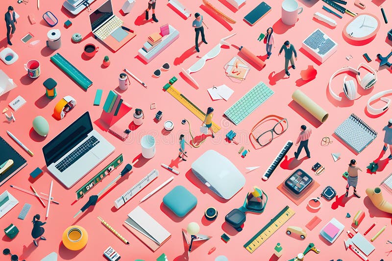 Office Team Poster Highlighting Collaboration and Innovation Objects ...