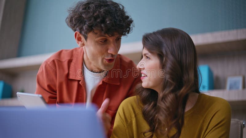 Office Team Sharing Ideas Working Together at Online Project at Office ...