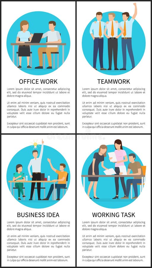 Teamwork Promo Banner with Human Characters Sketch Stock Vector ...