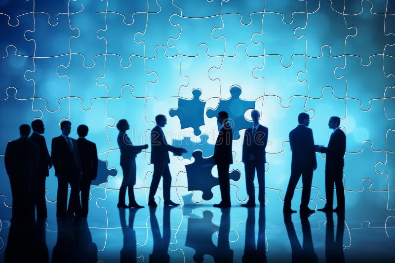 Office Team Assembling Puzzle, Concept of Business and Teamwork Stock ...