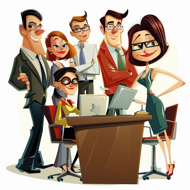 Office Teamwork in Cartoon Style Stock Image - Image of people, success ...
