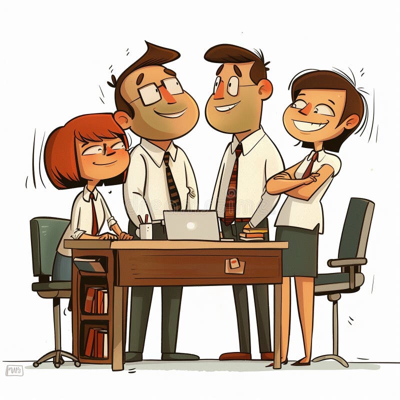 Office Teamwork in Cartoon Style Stock Photo - Image of group, building ...
