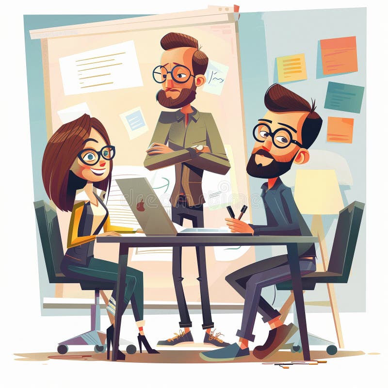 Office Teamwork in Cartoon Style Stock Photo - Image of collaboration ...