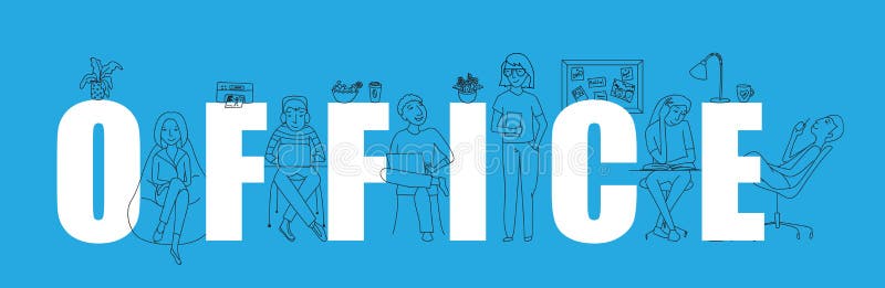 Office text vector concept stock vector. Illustration of sketch - 81093162