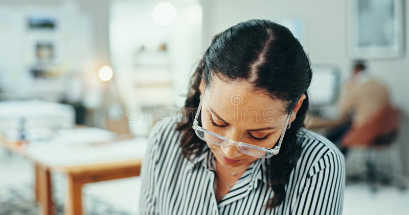 Office, Thinking and Face of Woman with Planning, Concentration and ...