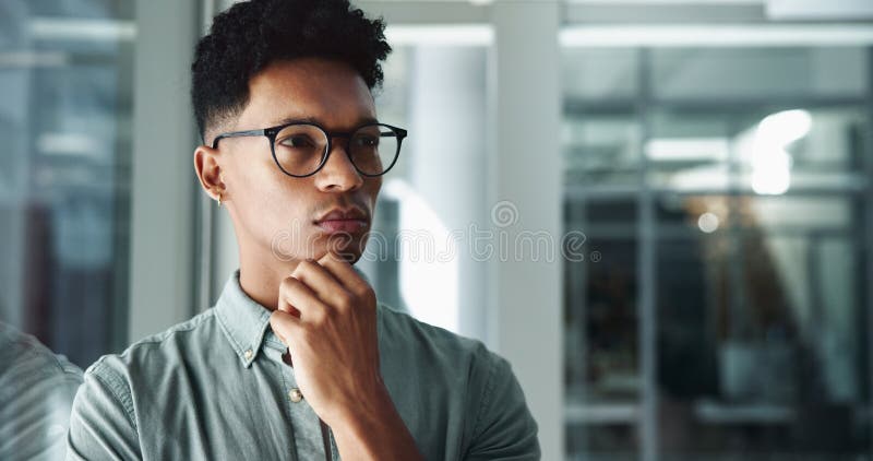 Office, Thinking or Serious Man with Ideas, Vision or Future Plan for ...