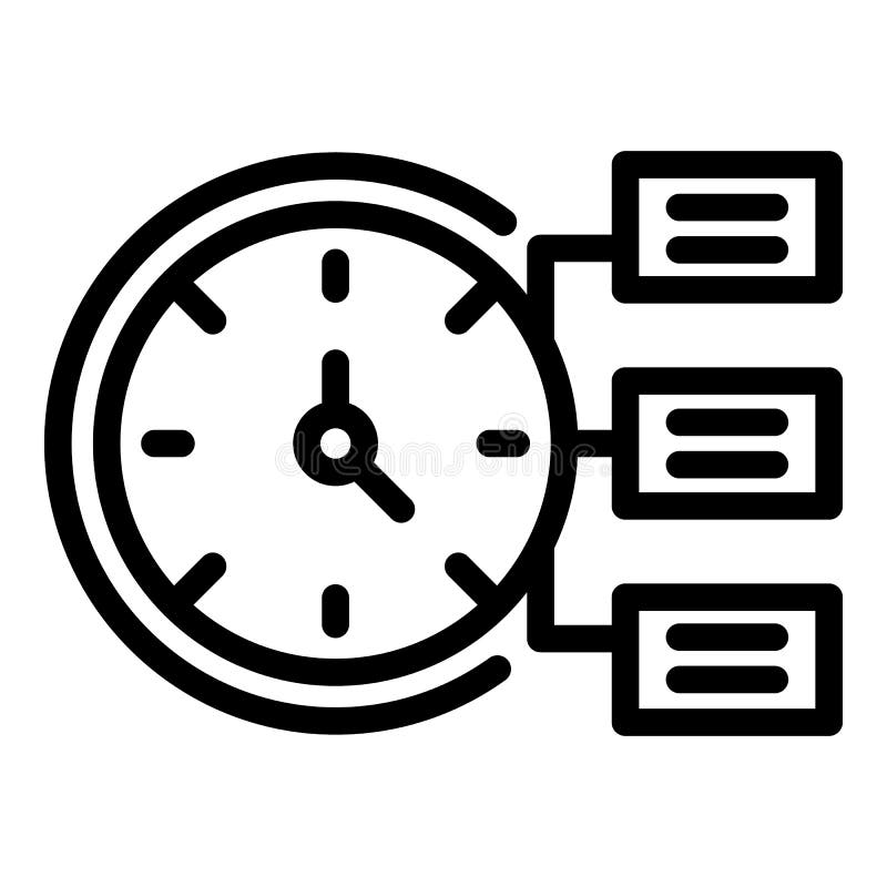 Office Time Management Line Icon Concept. Office Time Management Flat ...
