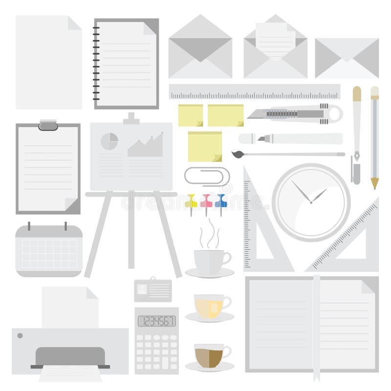 Office Tool Supplies. Vector. Stock Vector - Illustration of hour ...