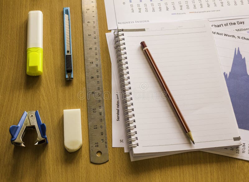 Office Tool on Workspace,Working on a Table Chart Analysis Stock Image ...