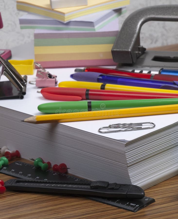 Office tools stock image. Image of magenta, sticker, pile - 15707421