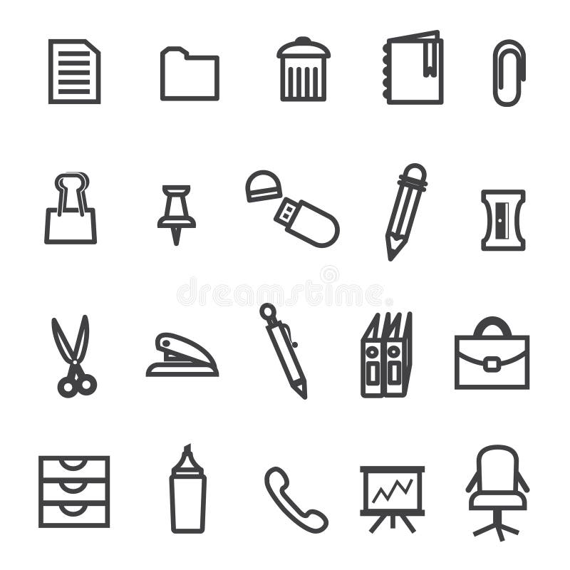 Office Tools icon Set stock vector. Illustration of flat - 96449432