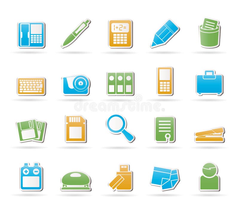 Office tools Icons stock vector. Illustration of button - 20093504