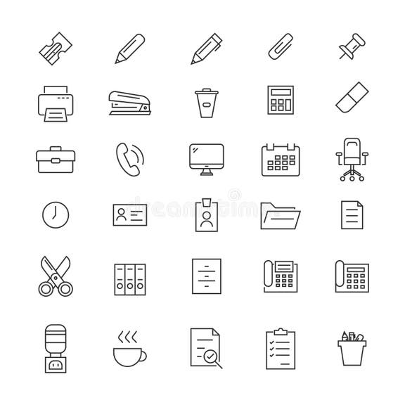 30 Office Tools Icons stock vector. Illustration of professional - 97340137